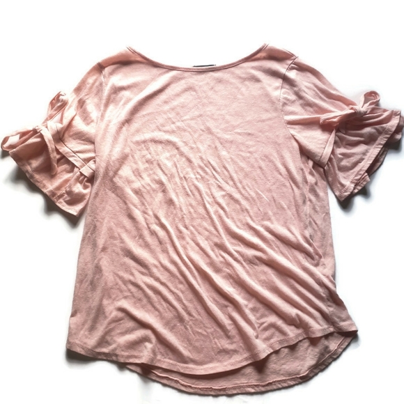 Tops | Sweet Claire Soft Pink Flutter Sleeve Shirt Large | Poshmark